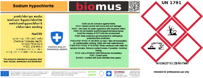Natriumhypochlorit 1L BIOMUS – Biolaboratorium
