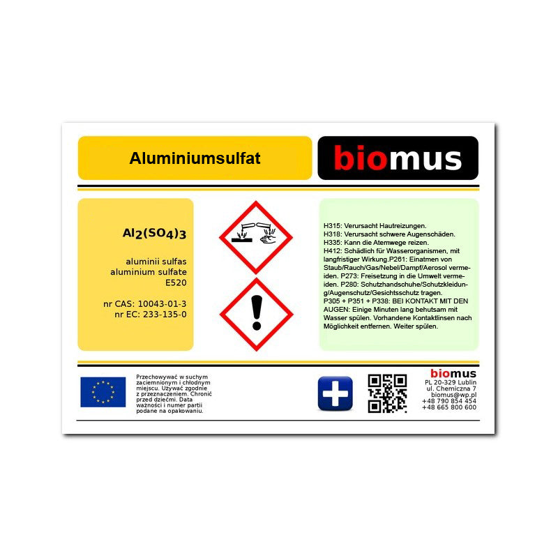Aluminiumsulfat 25kg BIOMUS – Biolaboratorium