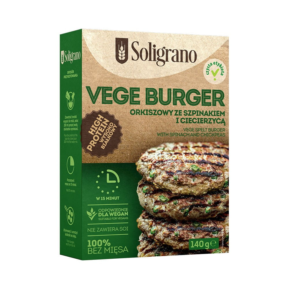 Spelled spinach burger 140g SOLIGRANO – Biolaboratorium
